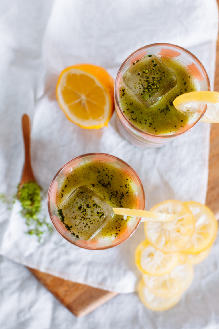 Matcha Highball Cocktail Recipe with Almond Milk | By Gabriella